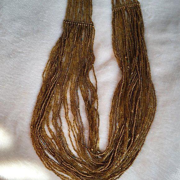 Jewelry | Gold Beaded Long Strand Necklace | Poshmark